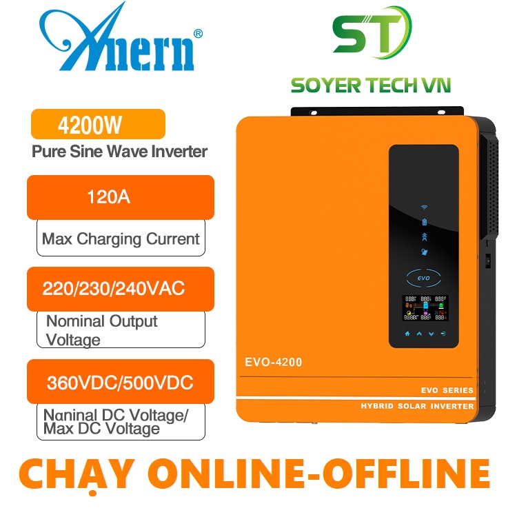 Biến Tần Hybrid Solar Inverter Anern EVO-4200W-24V On /Off Grid Tie 4 ...