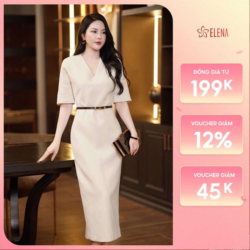 Đầm Ôm Body Dáng Dài ELENA Cổ Tim Classic Thiết Kế Sang Trọng Thanh ...