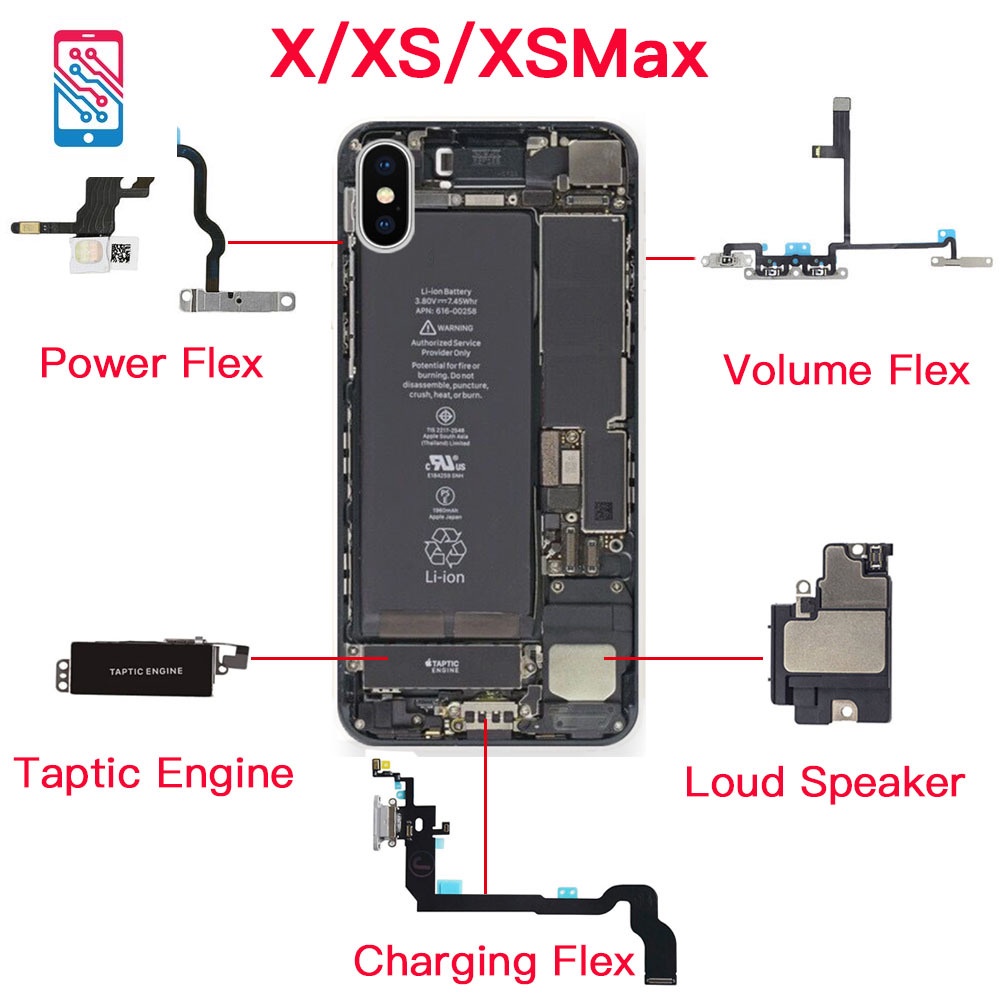 Thay thế cáp mềm sạc âm lượng điện cho iPhone X XS Max Taptic Engine ...