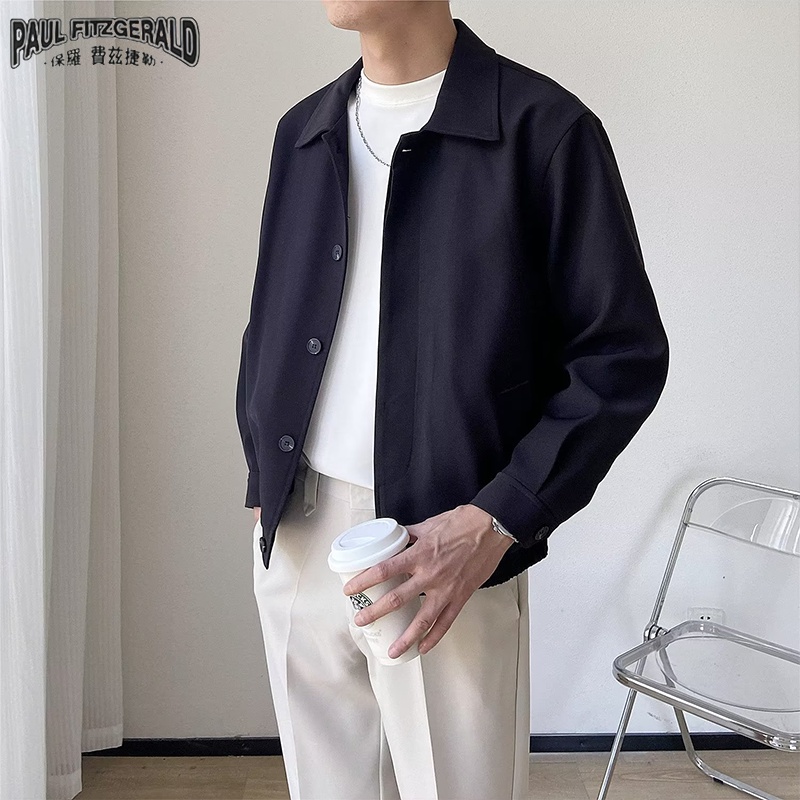 Áo khoác nam PAUL FITZGERALD Áo khoác nam dài tay tiêu chuẩn màu trơn trẻ trung phổ biến áo một ...