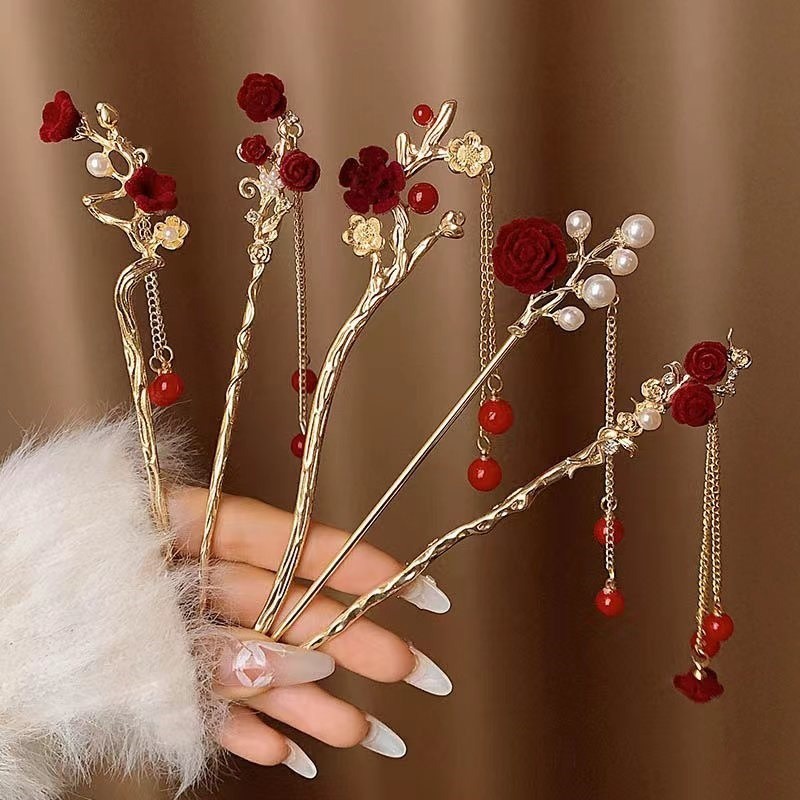 Mới Trâm Cài Tóc Hoa Hồng Đỏ Phong Cách Trung Hoa Cổ Điển Cao Cấp | Shopee Việt Nam