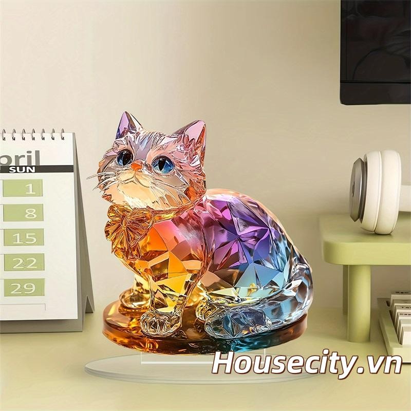 Tượng Mèo 2D Nhiều Màu Sắc Mèo Con Tượng Đế Bằng Acrylic Dễ Thương Để ...