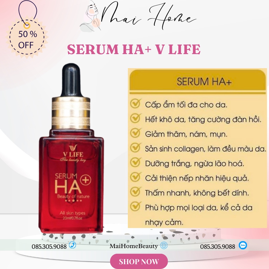 [Chính hãng]Serum HA Plus VLIFE dưỡng ẩm trắng da - Serum HA+ cấp ẩm ...