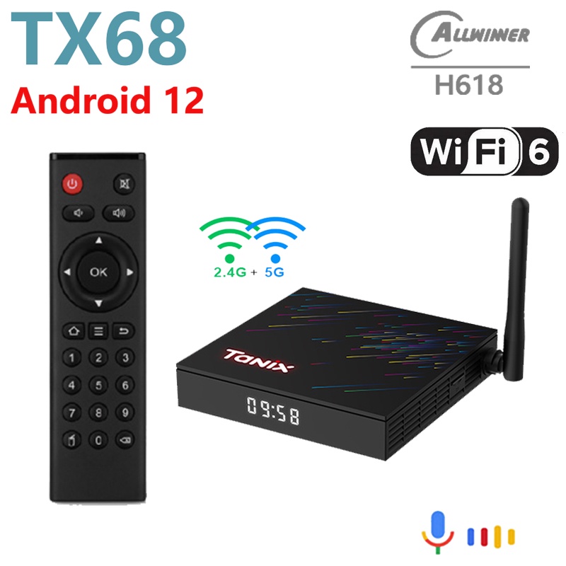 Đầu tv box tx68 Thông Minh android 12 allwinner h618 wifi6 2.4g 5g dual ...