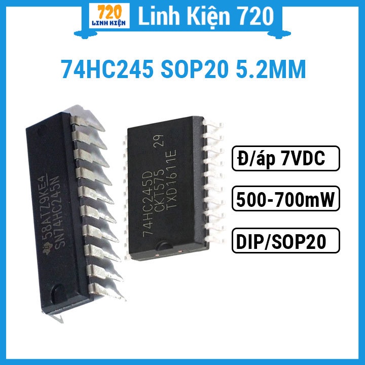 Ic chức năng 74HC245 OCTAL BUS TRANSCEIVER TRI-STATE chân dán SOP20 5.2mm | Shopee Việt Nam