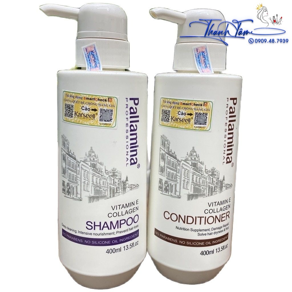 Gội xả phục hồi tóc hư tổn Pallamina Collagen Keratin Complex 400mlx2 ...