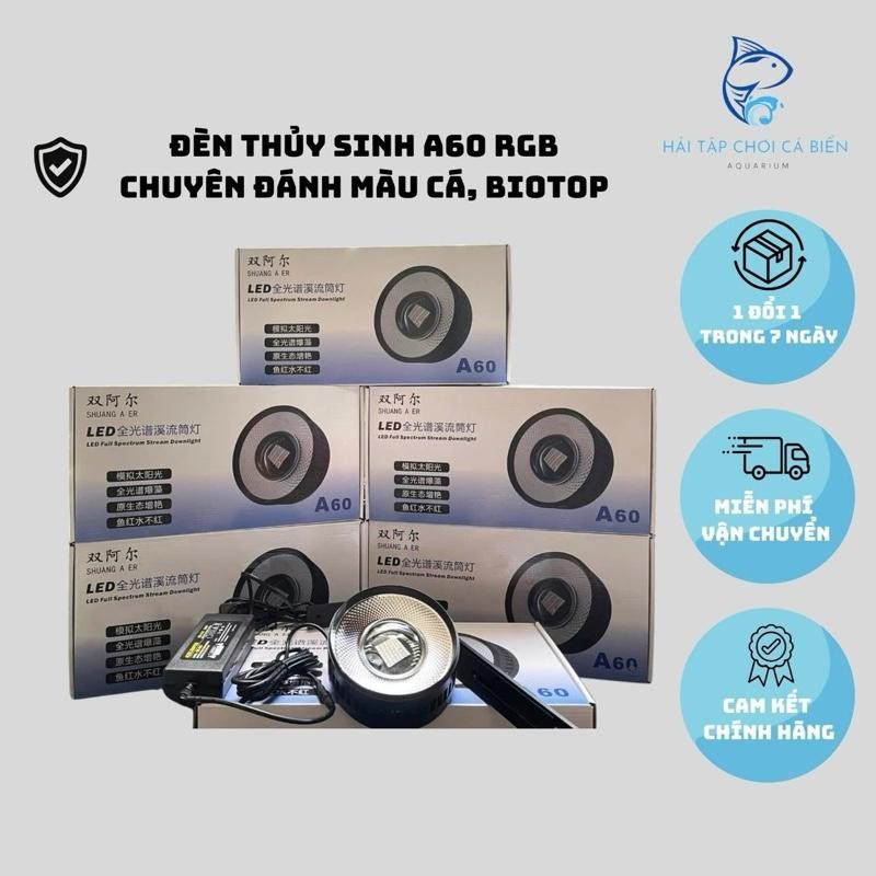 Đèn thuỷ sinh RGB A60 RGB + UV (ngoại hình không đổi công xuất cao hơn ...