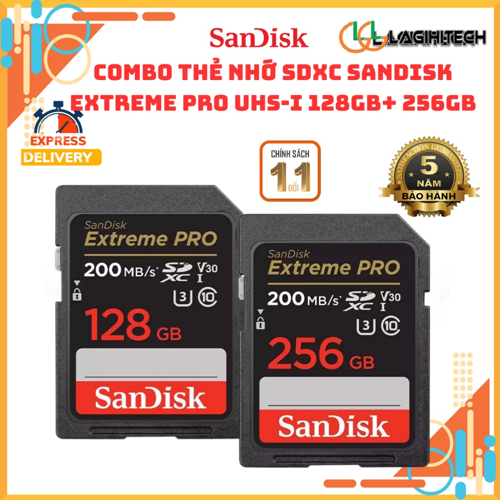 Thẻ nhớ SDXC SanDisk Extreme PRO 64GB / 128GB / 256GB UHS-I U3 4K V30 200MB/s Bảo hành 5 năm ...
