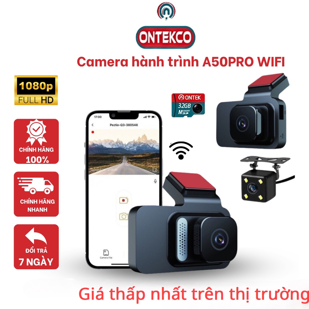Camera Hành Trình Trên Ô Tô ontekco a50 pro wifi Màn Hình 3 inch Và ...
