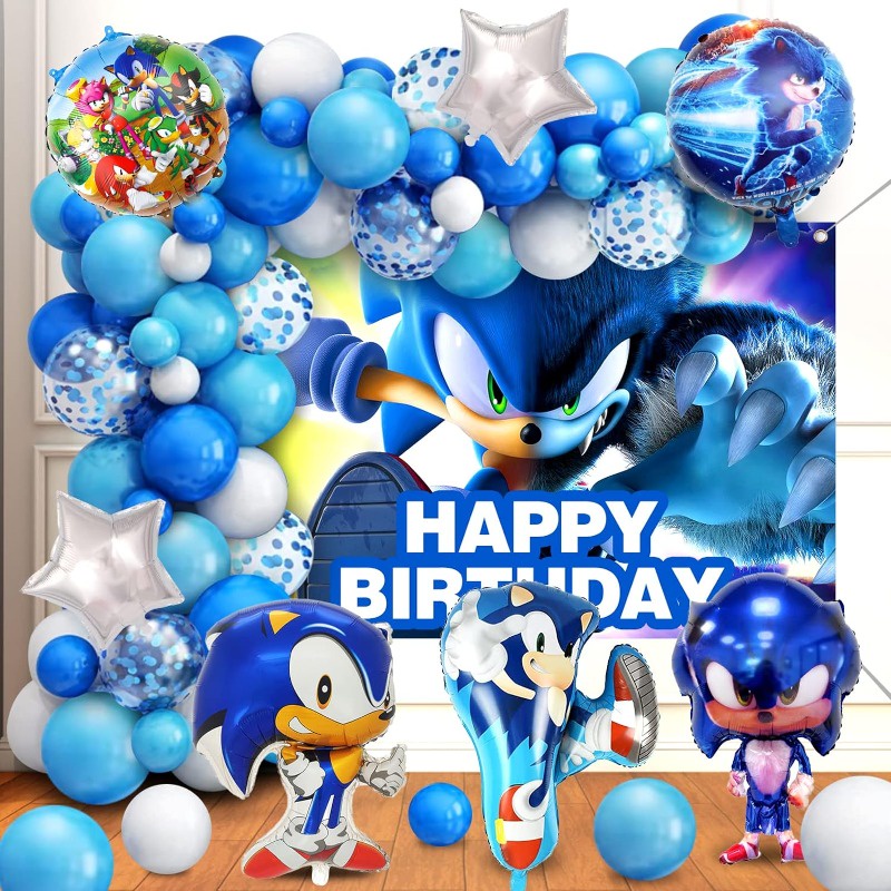Set 72 Bong Bóng Màng Nhôm Chủ Đề sonic the hedgehog Trang Trí Tiệc ...