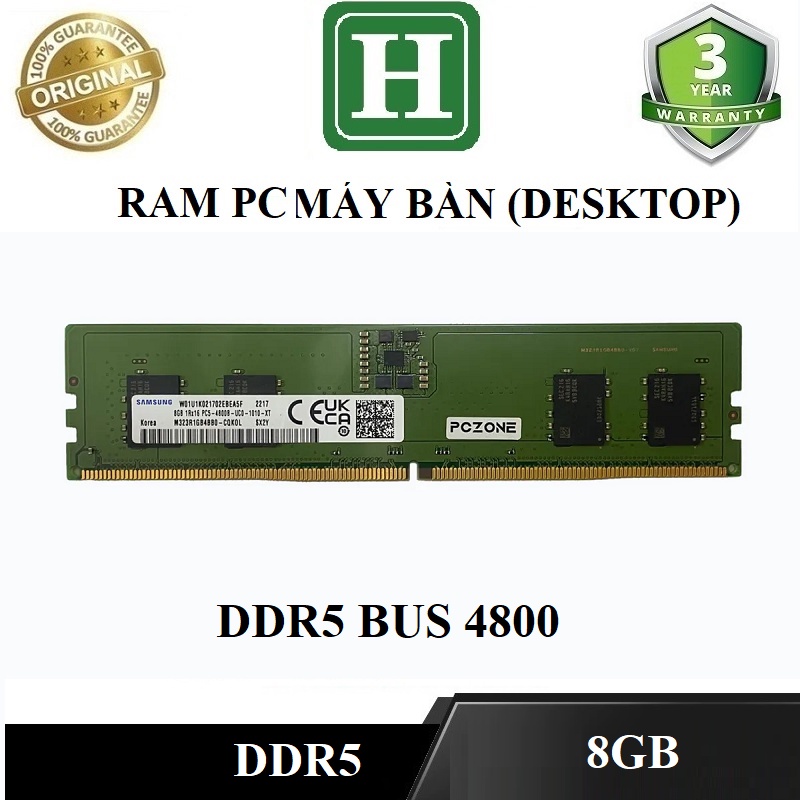 Ram PC DDR5 8GB BUS 4800, ram zin chính hãng, Bảo hành 36 tháng ...