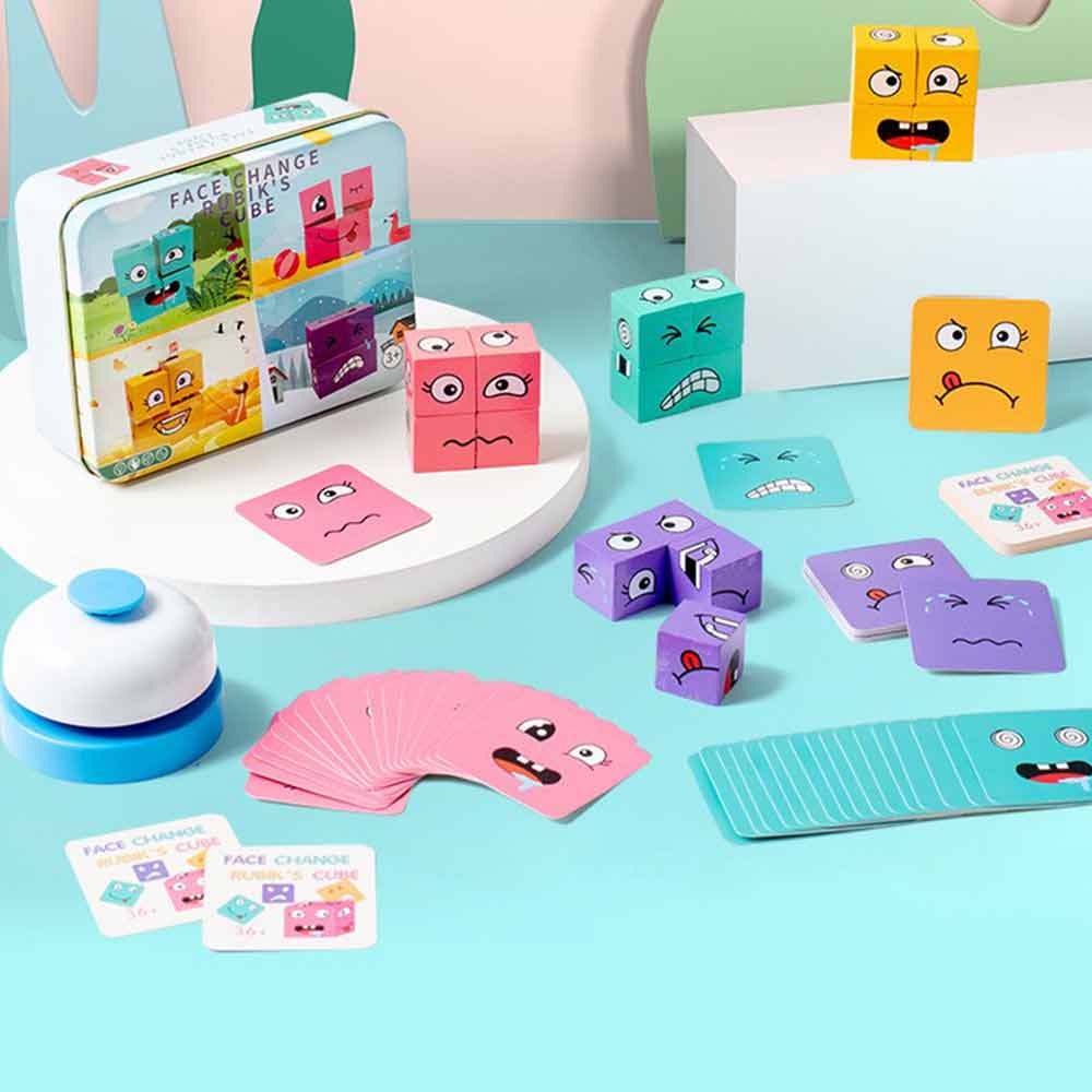 Expression Puzzle Building Cubes Wooden Face-Changing Magic Cube ...