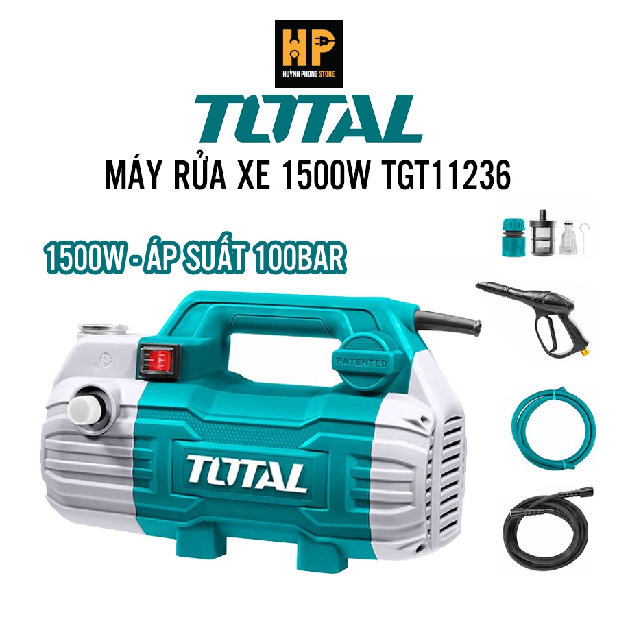 Máy xịt rửa xe Total TGT11236 Công suất 1500W, áp suất tối đa 100bar(1450PSI), Motor dây đồng ...