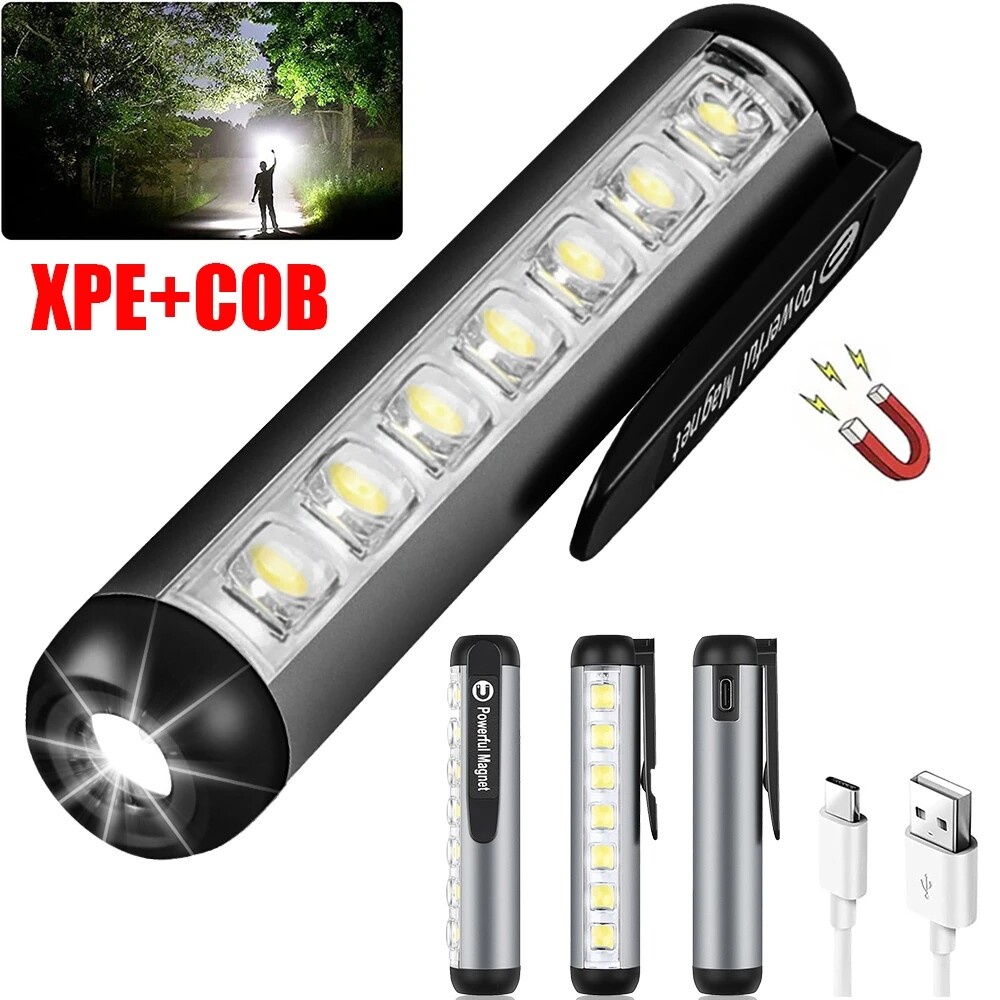 Đèn Pin led xpe + cob mini Siêu Sáng Chống Thấm Nước Kèm Kẹp Và Sạc usb Tiện Dụng | Shopee Việt Nam