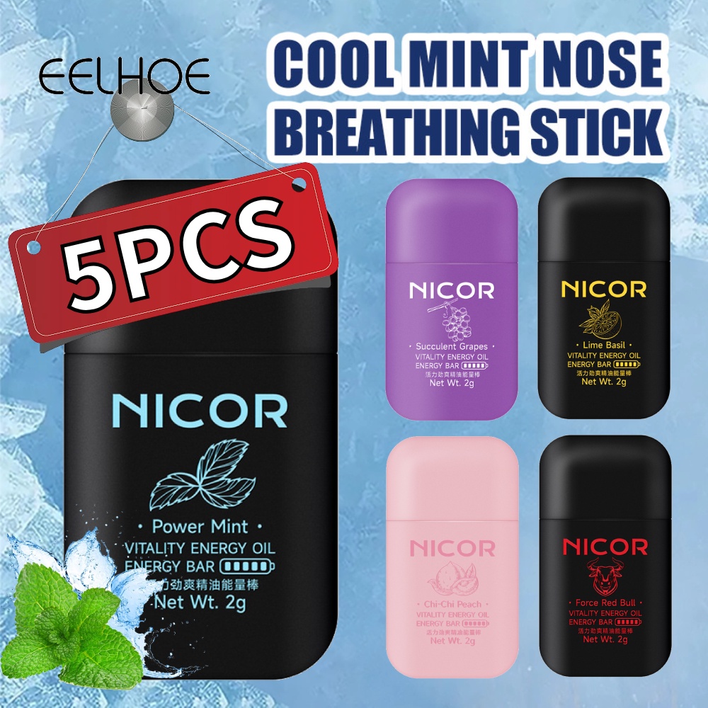 EELHOE [5 Cái] Nicor Vitality Chống Ngủ Năng Lượng Ống Hít Mũi Thanh ...