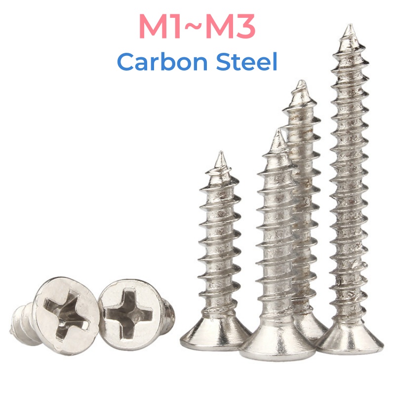 N Niken Bộ Vít Thép carbon Đế Phẳng Tự Cắt Gỗ m1 m1.2 m1.4 m1.5 m1.7 m2 m2.3 m2.6 m3 | Shopee ...