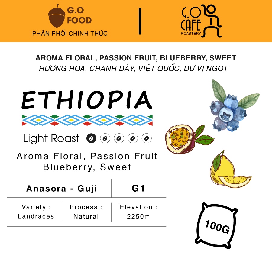 Specialty Coffee, Cà phê đặc sản Ethiopia Guji Anasora G1 Natural - G.O Cafe Roastery | Shopee ...