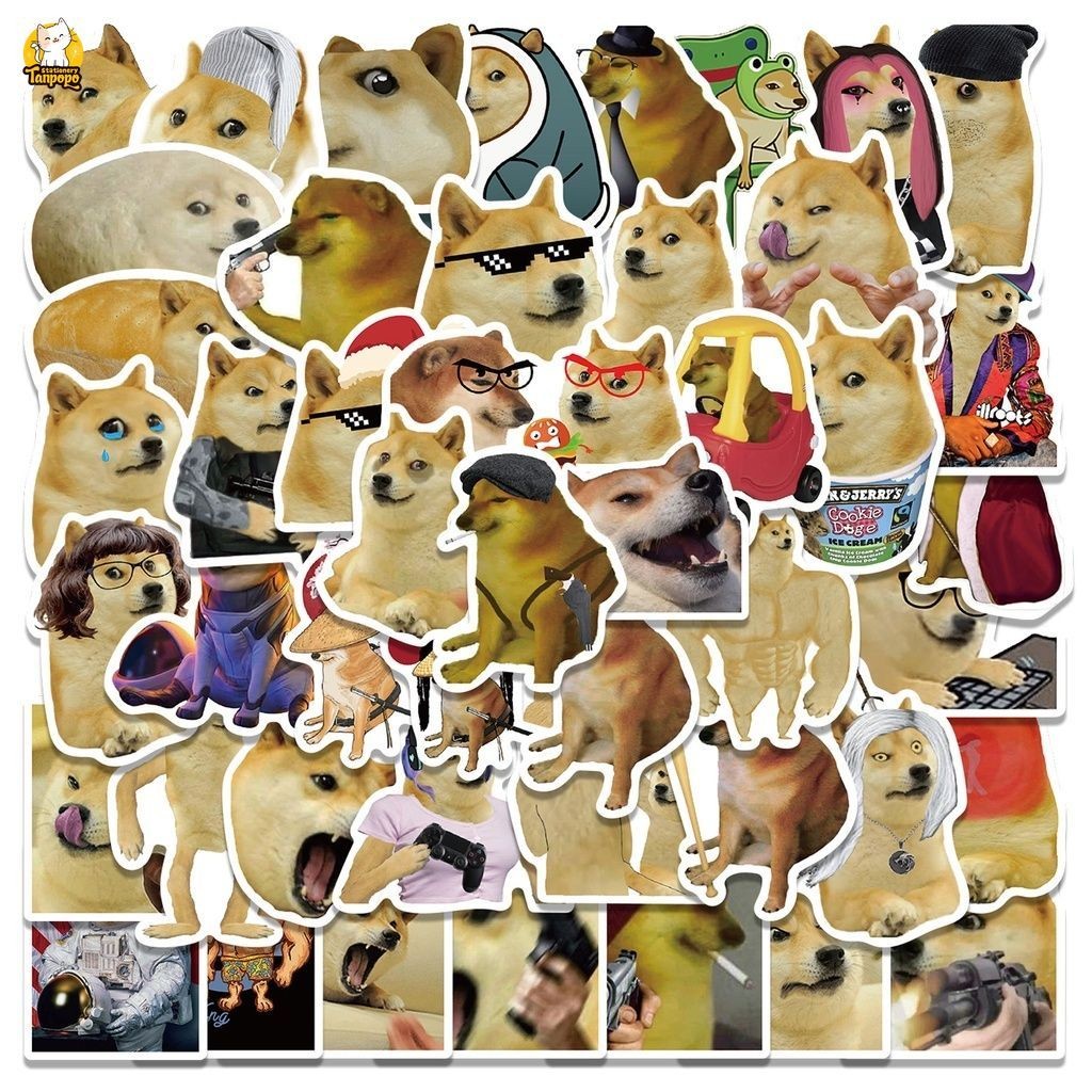 Set 10/20/50 cái sticker chống nước CHÓ SHIBA CHÓ CHEEMS MEME HÀI HƯỚC ...