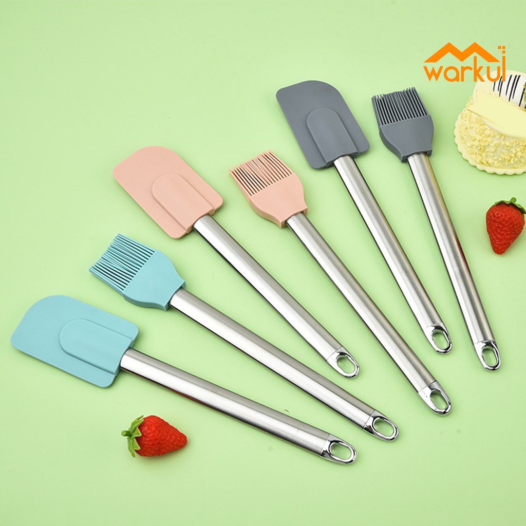 Warkul Silicone Scraper Bàn chải dầu Tay cầm bằng thép không gỉ Dụng cụ ...