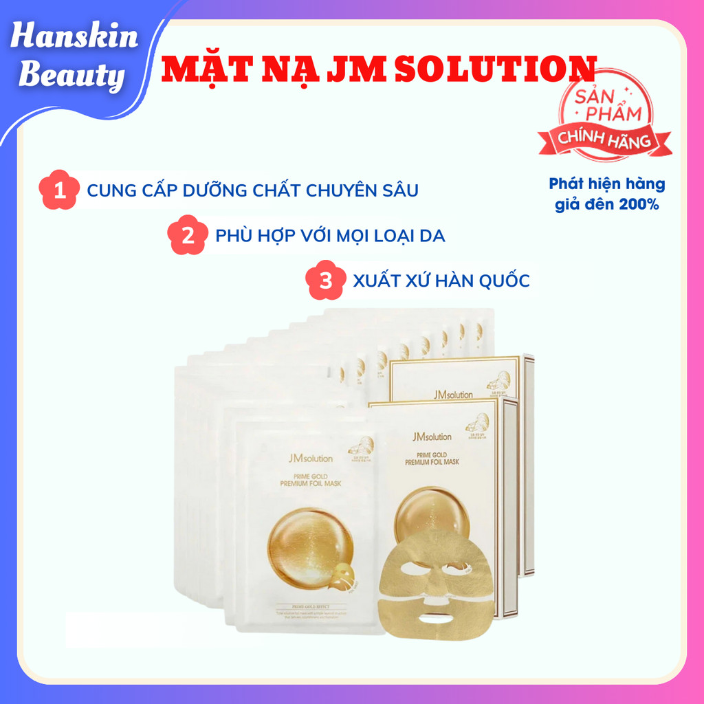 Hộp 10 miếng Mặt Nạ 24k JM Solution Mặt Nạ Tinh Chất Vàng Nâng Cơ cao cấp Prime Gold Premium ...
