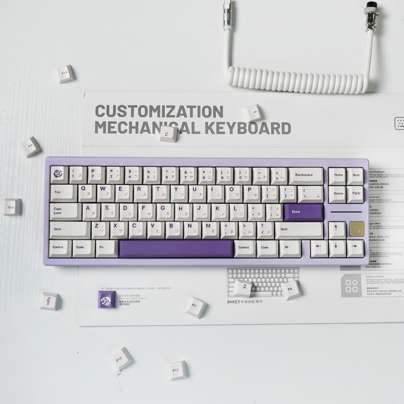 146 phím Hoa hồng tím hồng bàn phím cơ keycap PBT kaycaps Nhuộm thăng ...