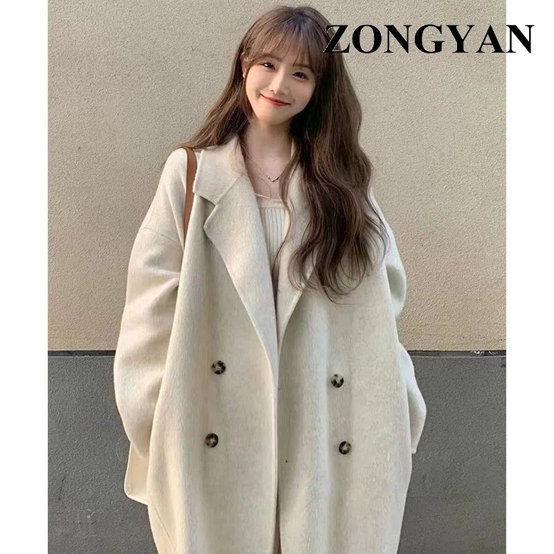 ZONGYAN áo khoác áo dạ dáng dài Korean Thông thường Cổ điển Popular WJK23B0X6T 48Z231129 ...