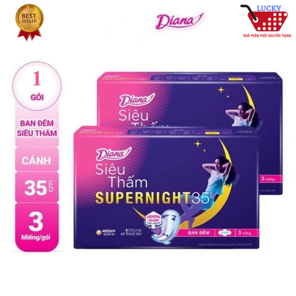 [BVS] Băng Vệ Sinh Diana Super Night 35cm/29cm Có Cánh Ban Đêm Cam kết ...