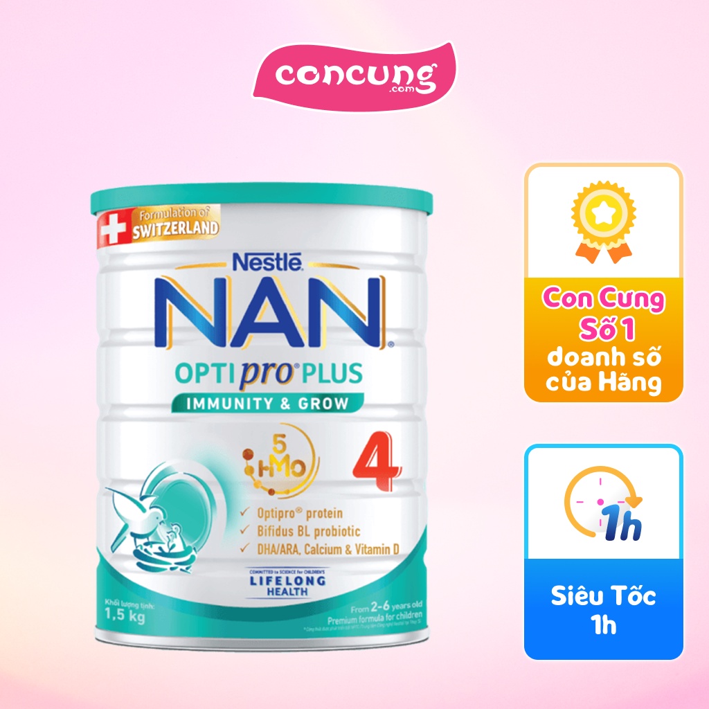 Sữa Nan Optipro PLUS 4 1.5kg, với 5HMO, Công thức từ Thụy Sĩ (2-6 tuổi) | Shopee Việt Nam