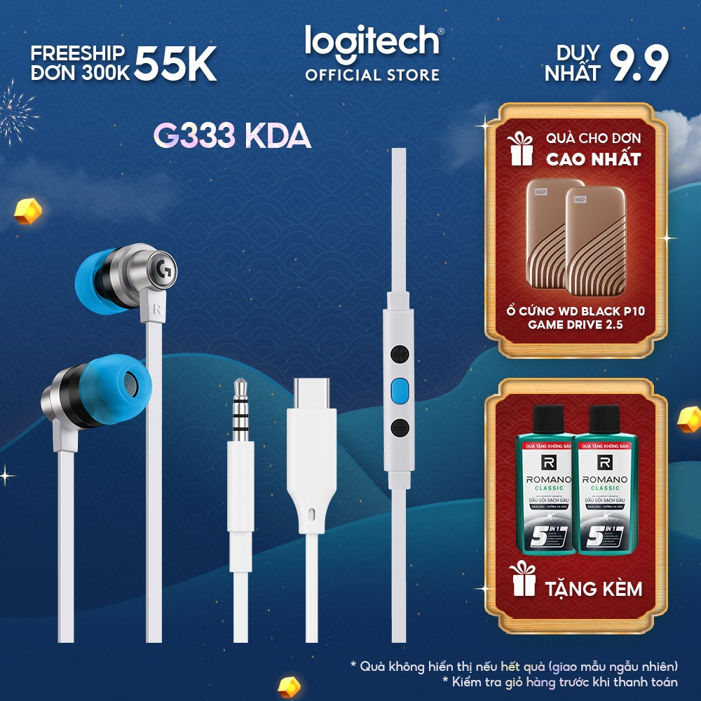 Tai nghe game in-ear Logitech G333 KDA - Dual Drivers, Jack 3.5mm, Mic ...