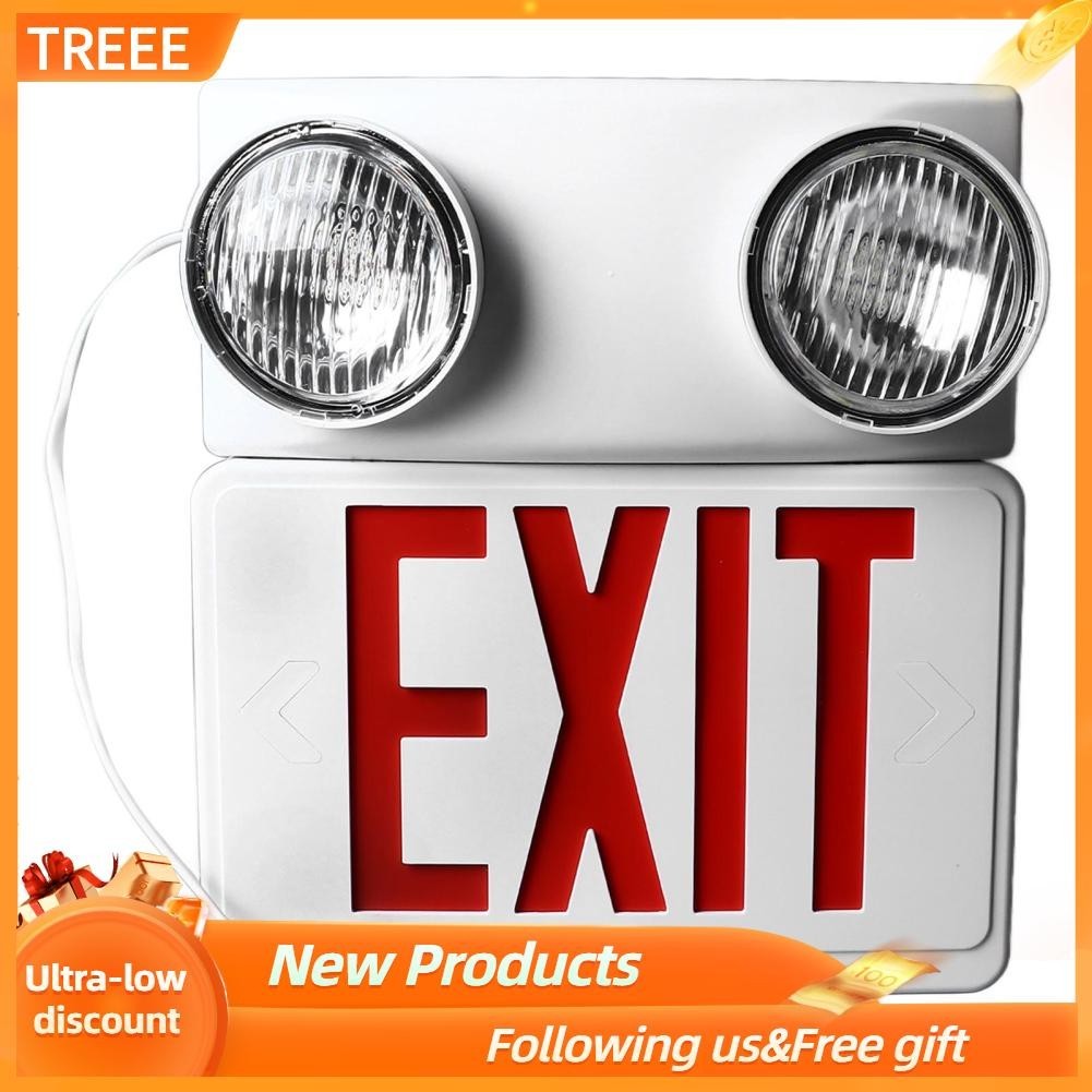 Treee LED Exit Sign Emergency Light Dual Head Built In 800mAh Battery ...