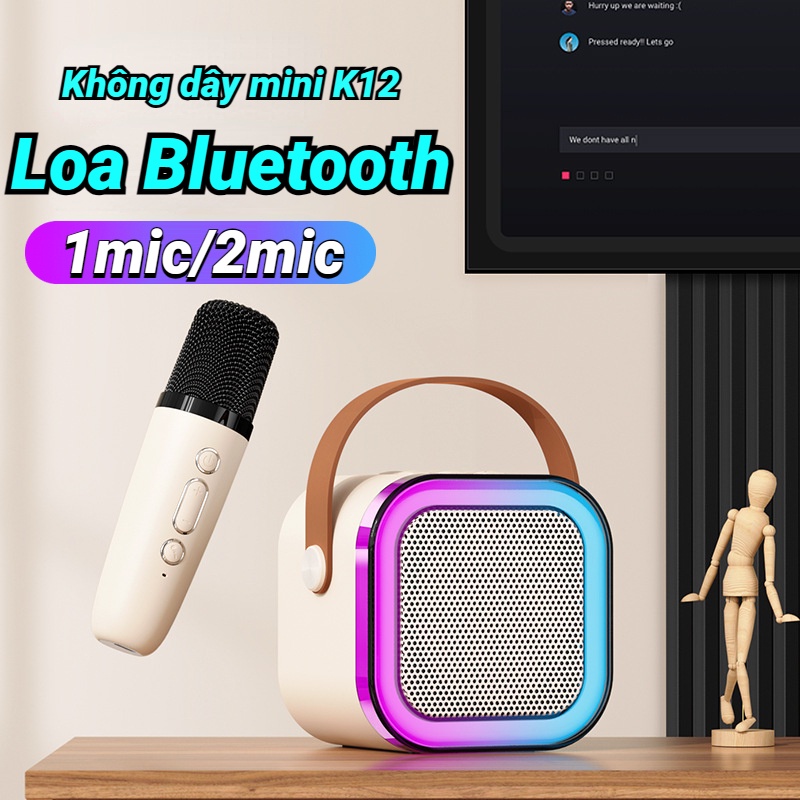 Loa Bluetooth Karaoke Mini LAMJAD K12 kèm mic không dây công suất 10W ...