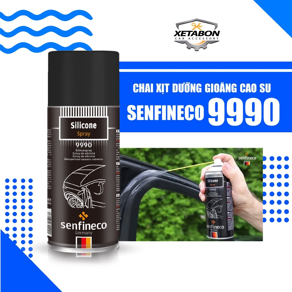 Xịt dưỡng gioăng cao su, chống kẹt cửa kính ô tô Senfineco 9990 Silicon ...