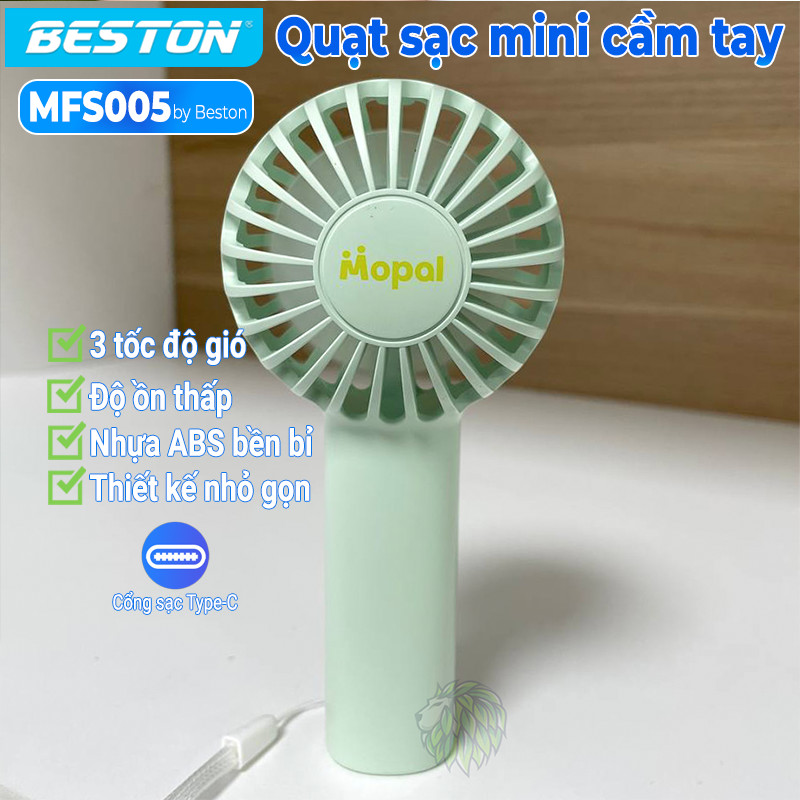 Quạt mini cầm tay Beston Mopal thiết kế nhỏ gọn, 3 tốc độ gió, thời ...