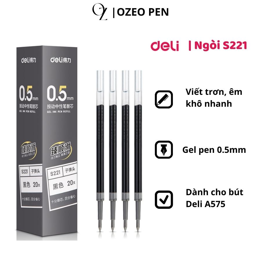 Ngòi bút Deli S221 dùng cho bút Deli A575 , ngòi chính hãng mực đen 0,5mm | Shopee Việt Nam
