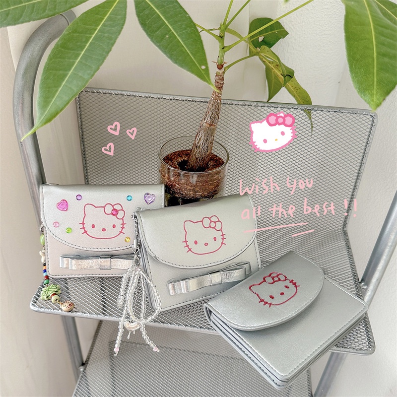 Jivil Ví Nữ Hello Kitty Bạc Y2K Hoạt Hình Dễ Thương Ngắn Hàn Quốc Đa ...