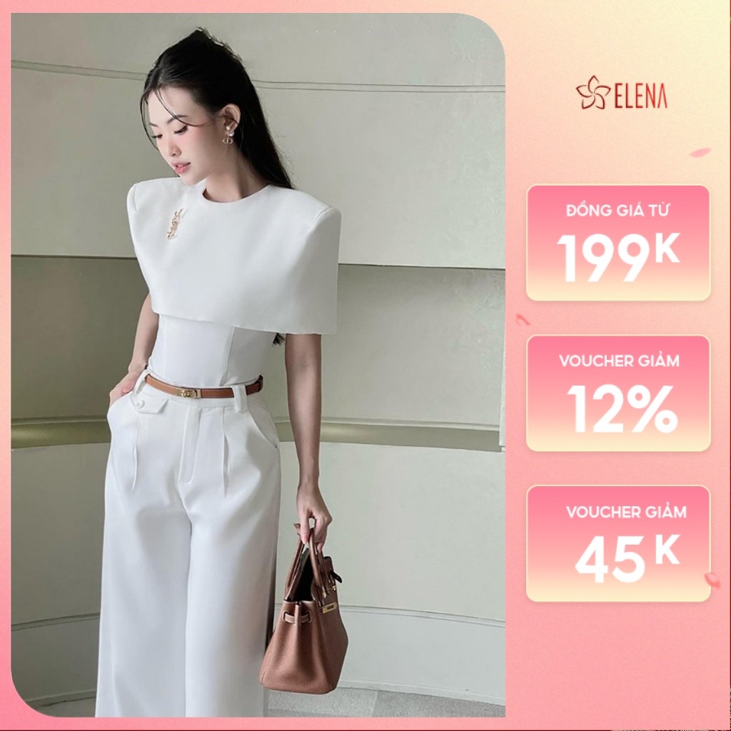 Set Áo Dáng Ôm Vai Cape Và Quần Dáng Suông ELENA Tôn dáng Nữ Tính Sang ...