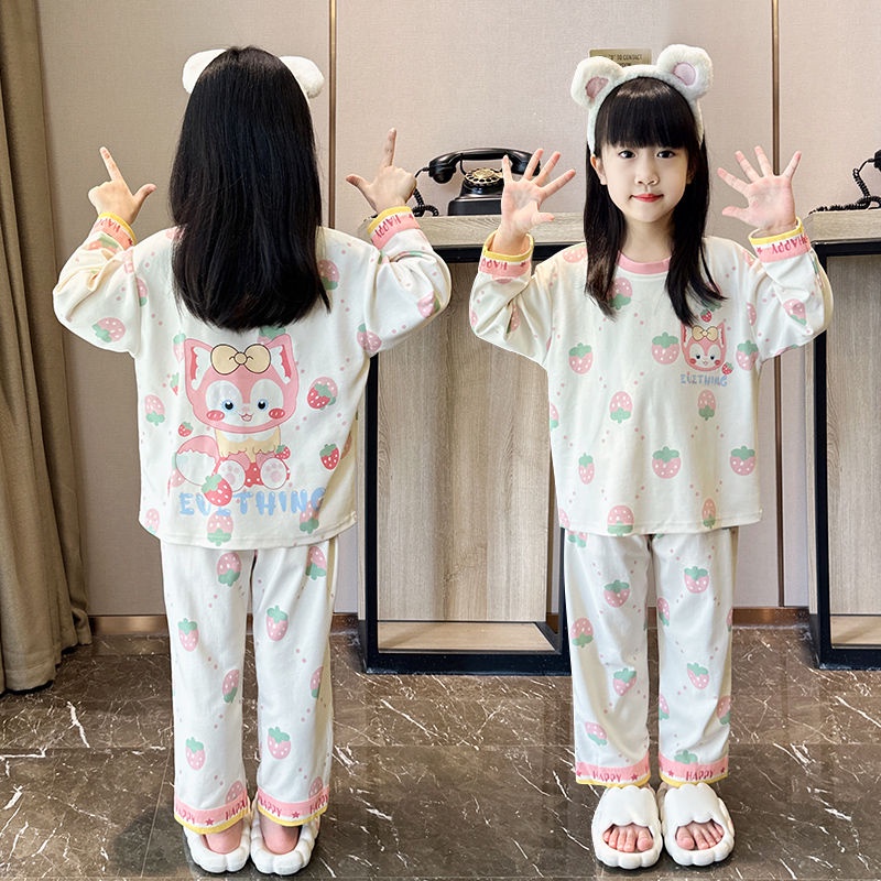 Bộ Đồ Ngủ cotton Tay Dài In Hoạt Hình Dành Cho Bé Gái | Shopee Việt Nam