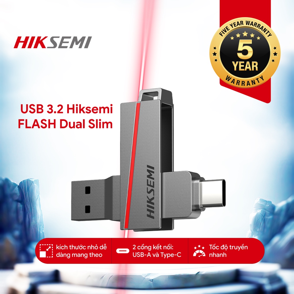 USB OTG 3.2 Hiksemi Flash Dual Slim 32GB 64GB Có 2 Đầu USB + Type-C Tốc ...