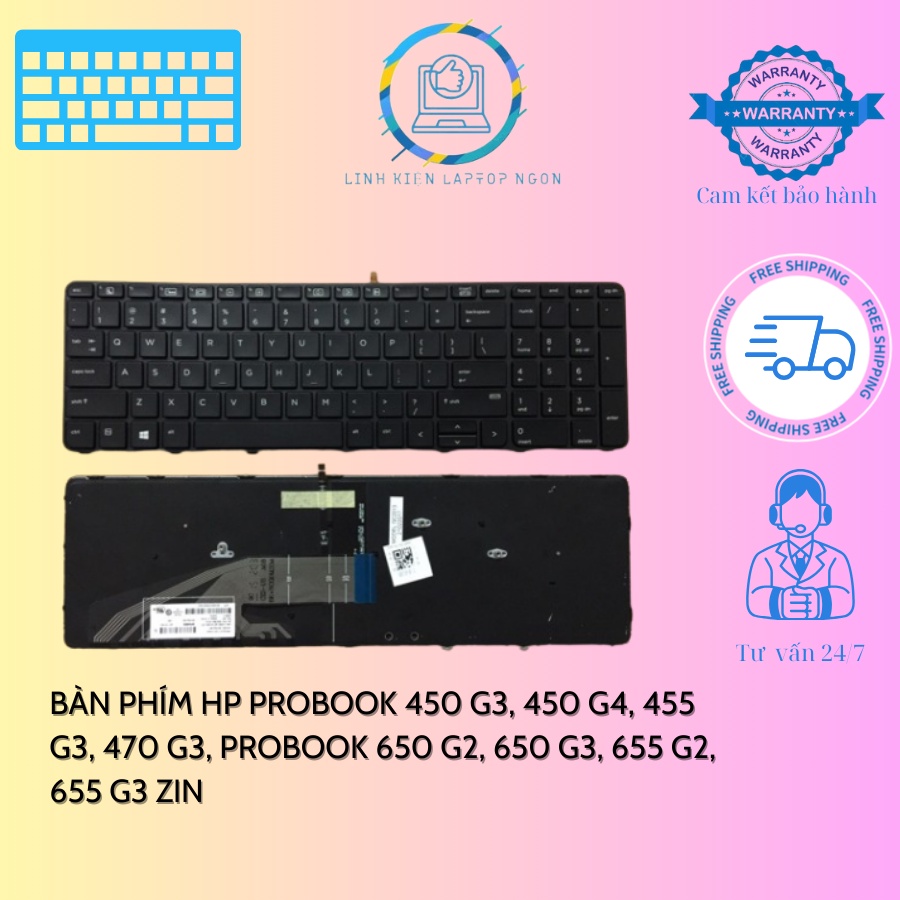 BÀN PHÍM LAPTOP HP ProBook 450 G3, 450 G4, 455 G3, 470 G3, Probook 650 ...
