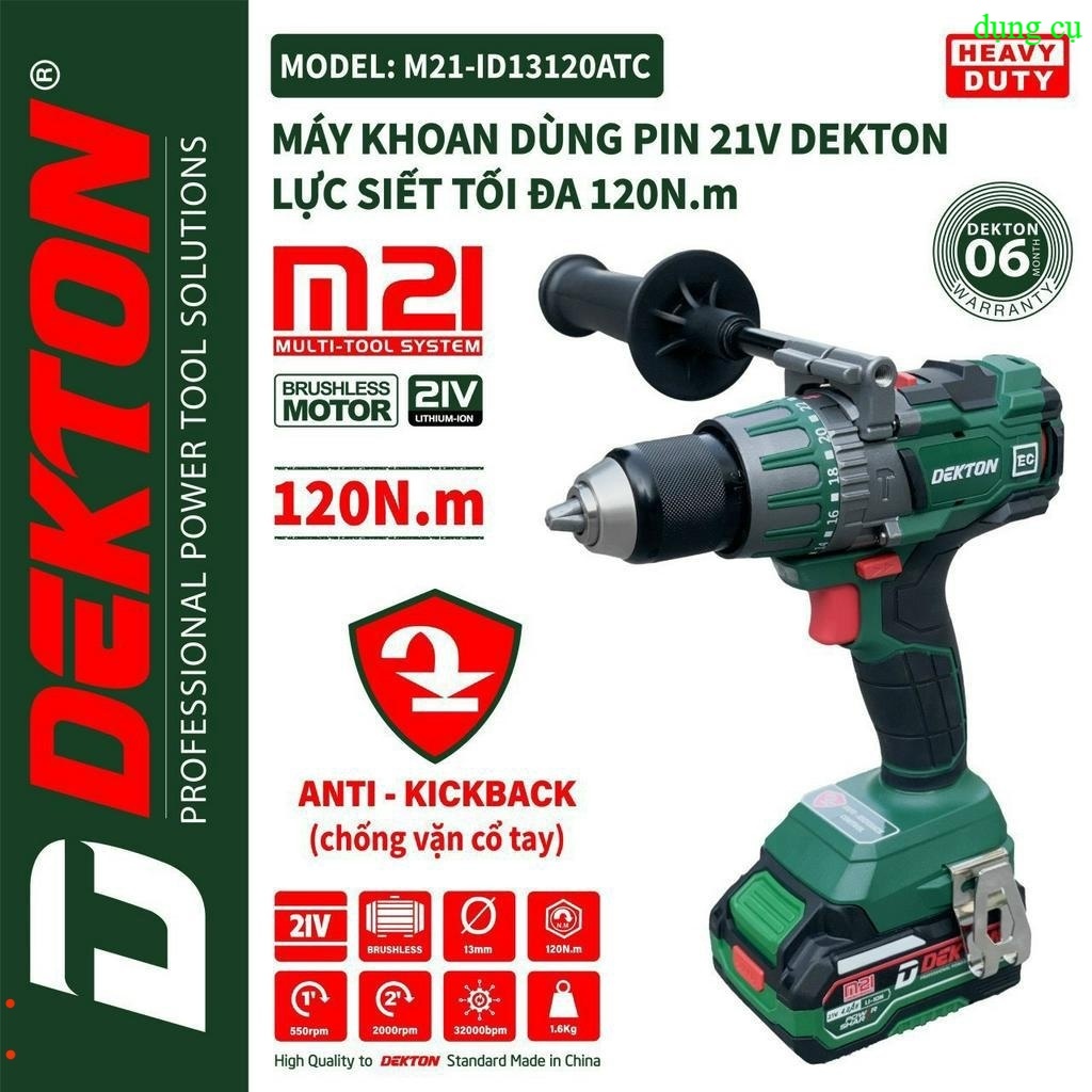 Máy THÂN Khoan Pin 3 Chức Năng Dekton M21-ID13120BL/ Đầu Cặp 13mm/ Lực Xoắn 120N.m DC | Shopee ...