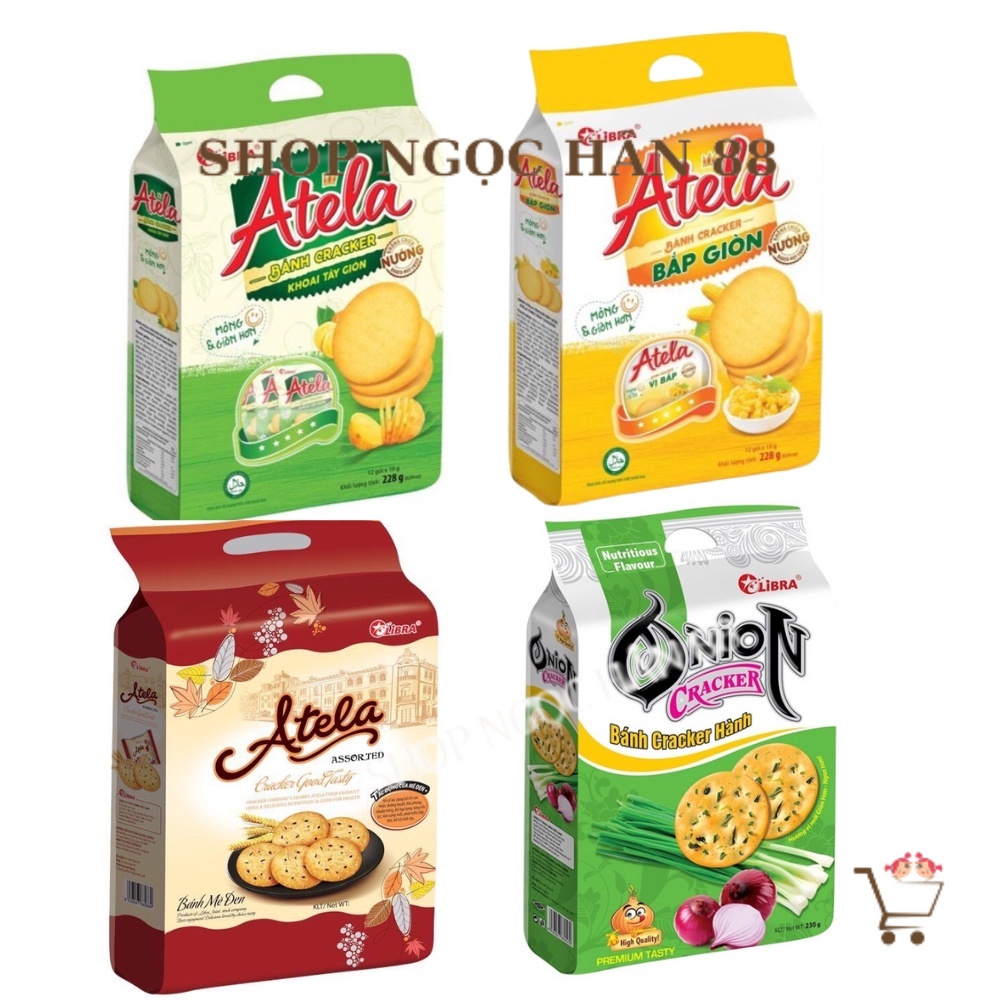 Bánh Cracker Atela Khoai Tây Giòn/Bắp Giòn/Mè đen/Cracker Hành Onion Libra Túi 228G | Shopee ...
