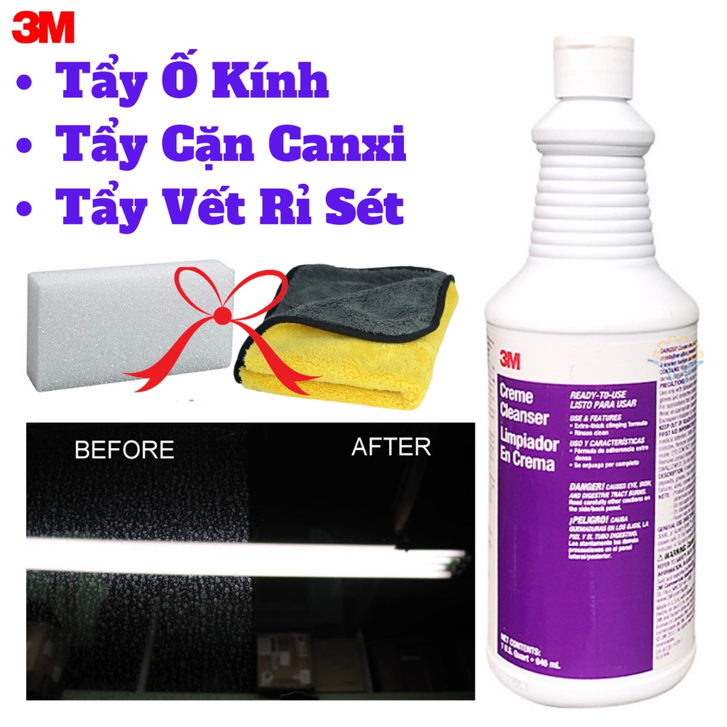 Tẩy Đa Năng Chính Hãng 3M ,Tẩy Ố Kính Xe Nhà Tắm,Tẩy Cặn Canxi Gương Kính 946ml | Shopee Việt Nam