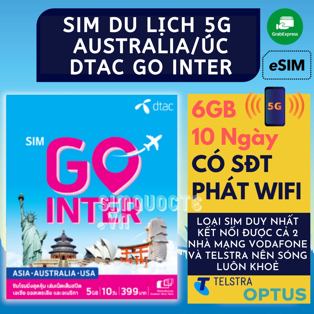 [SÓNG 5G+TEST ĐƯỢC TẠI VN] Sim Du Lịch Úc Australia Tốc Độ Cao DTAC GO ...