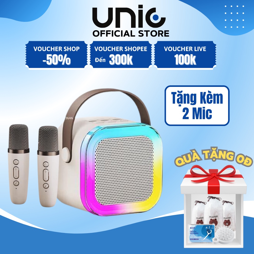Loa Karaoke Mini Bluetooth UNIC Tặng Kèm 2 Mic Sạc Pin Không Dây, Âm ...