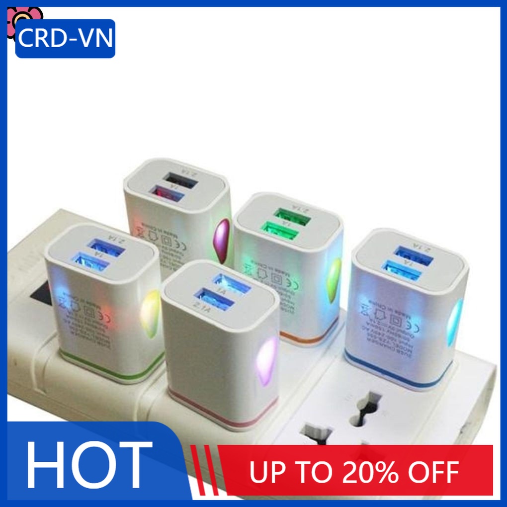 [CRD] Củ sạc nhanh 2 cổng USB có đèn led chất lượng cao YK | Shopee Việt Nam