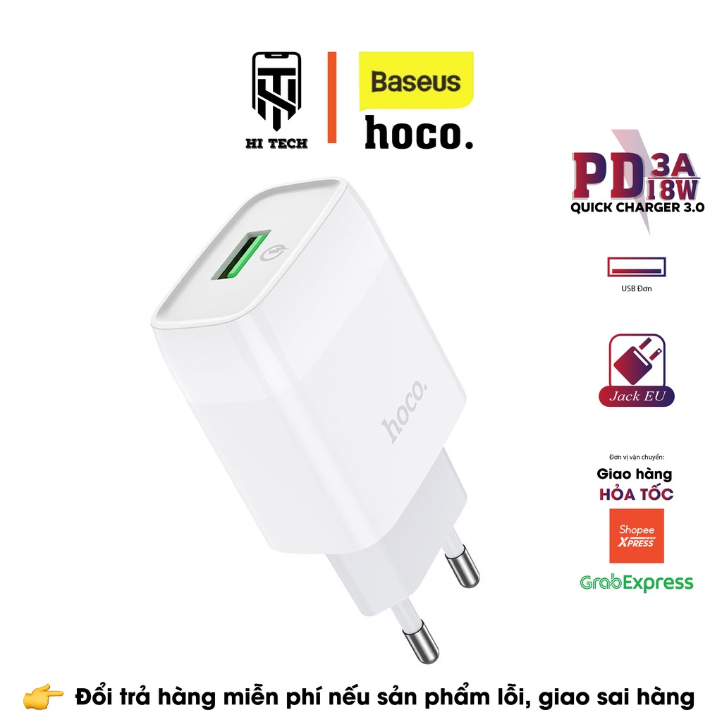 Củ sạc nhanh HOCO C72Q, sạc nhanh PD 18W 3A, 1 cổng (USB), phích cắm ...