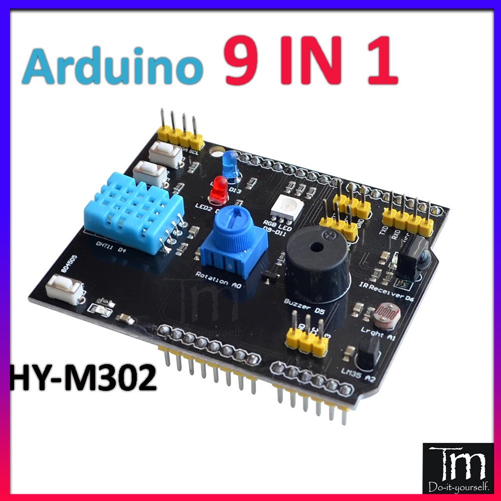 Mạch Mở Rộng 9 in1 Arduino UNO DHT11 LM35 Buzzer IR Photoresistor VR ...