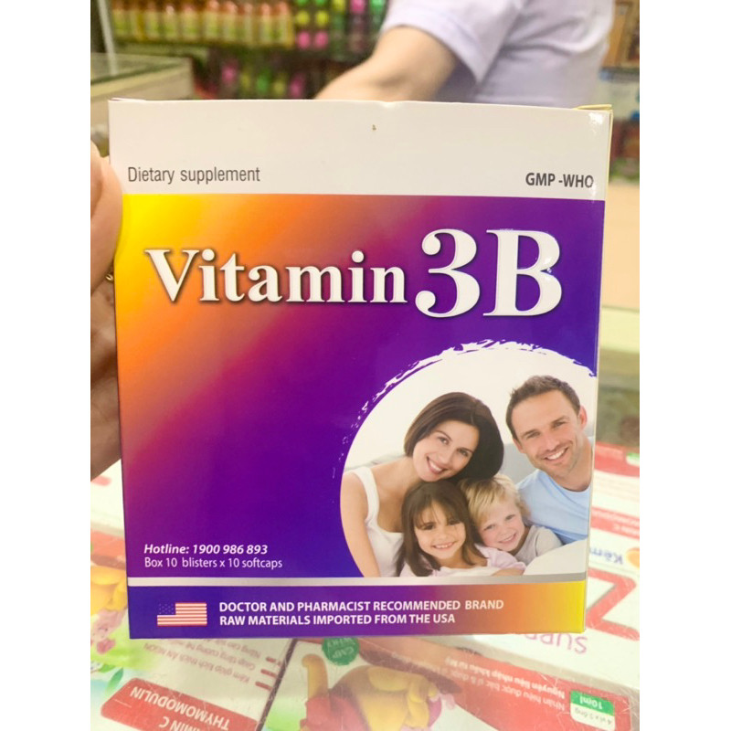 Viên uống Vitamin 3B bổ sung vitamin B1+B6+B12 _ Hộp 100 viên_nguyên liệu được nhập khẩu từ Mỹ ...
