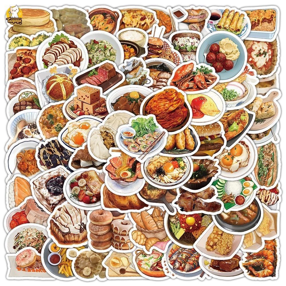 Set 20/40/100 cái sticker chống nước ĐỒ ĂN THƠM NGON MỜI BẠN ĂN NHA ...