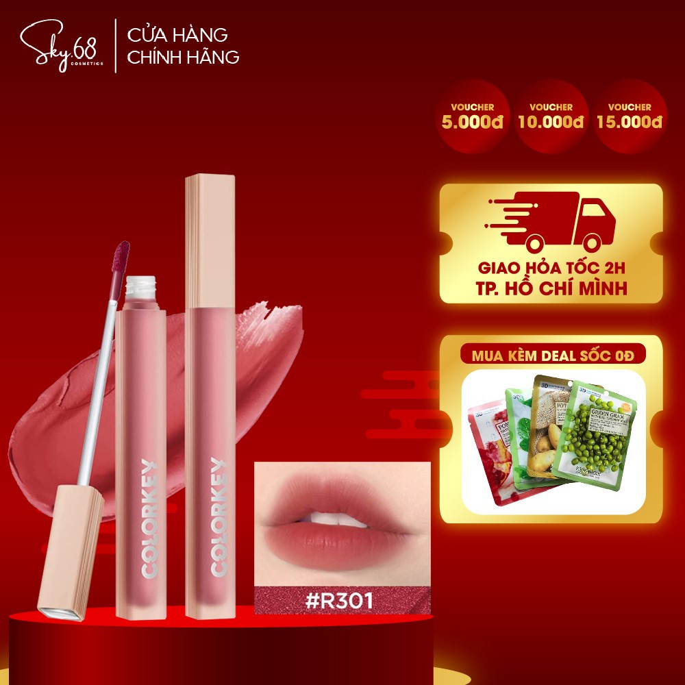 Son tint bóng COLORKEY Màu Hoa Anh Đào Dạng Lỏng Lâu Trôi, Dưỡng Ẩm 1.8g - R301 | Shopee Việt Nam